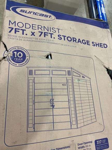 SUNCAST MODERNIST 7FTx7FT STORAGE SHED IN BOX - Earl's Auction Company