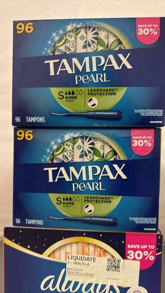 3PC FEMININE HYGIENE LOT - ALWAYS & TAMPAX - Earl's Auction Company