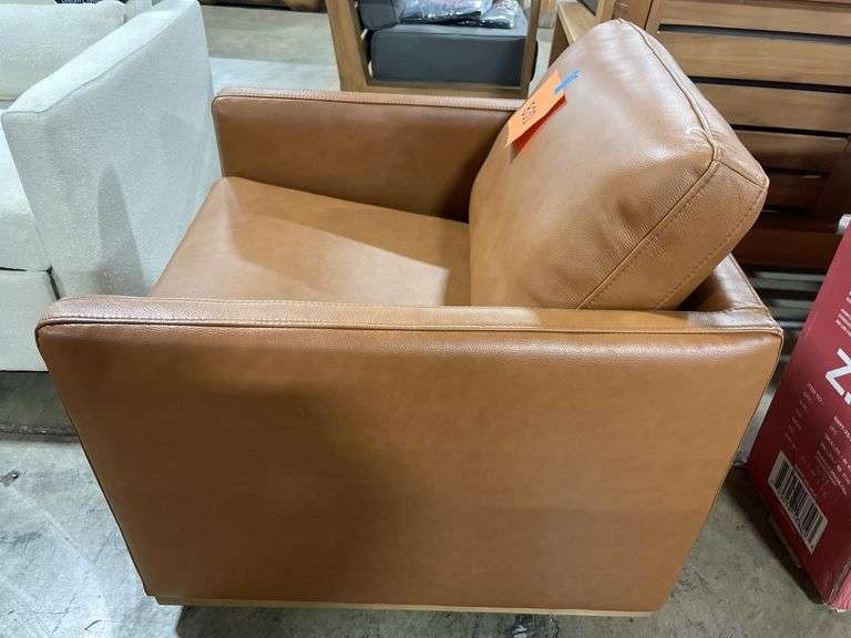 COLE & RYE LEATHER SWIVEL CHAIR - BROWN - Earl's Auction Company