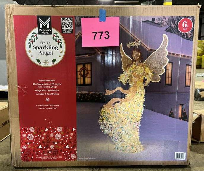 6FT PRE LIT SPARKLING ANGEL IN BOX - Earl's Auction Company