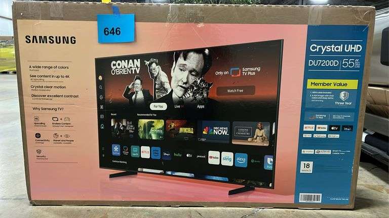 SAMSUNG 55" DU7200D CRYSTAL UHD 4K SMART TV IN BOX - Earl's Auction Company
