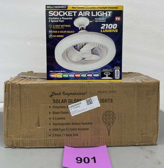 2PC LIGHTING LOT - SOCKET AIR LIGHT & SOLAR GLOBE LIGHTS - Earl's ...