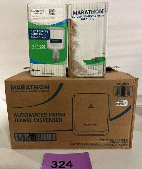 3PC MARATHON LOT - PAPER TOWEL DISPENSER & SOAP REFILLS - Earl's Auction Company