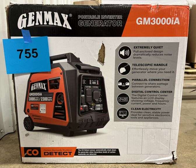 GENMAX PORTABLE INVERTER GENERATOR IN BOX - Earl's Auction Company