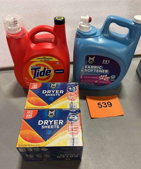 3PC LAUNDRY LOT - TIDE, SOFTENER & DRYER SHEETS - Earl's Auction Company