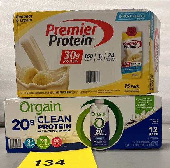 (2) BOXES OF PROTEIN SHAKES - PREMIER & ORGAIN - Earl's Auction Company
