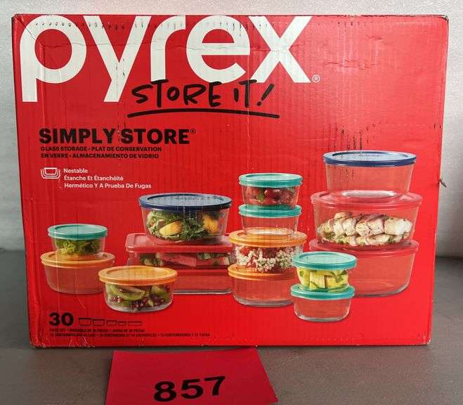 NEW PYREX SIMPLY STORE 30PC STORAGE SET IN BOX - Earl's Auction Company
