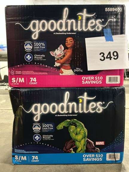 (2) BOXES OF KIDS GOODNITES UNDERWEAR - SIZE S/M - Earl's Auction Company