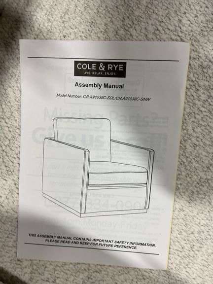 COLE & RYE FABRIC SWIVEL CHAIR - CREAM - Earl's Auction Company