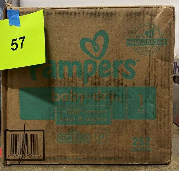 BOX OF PAMPERS DIAPERS - SIZE 1 - Earl's Auction Company