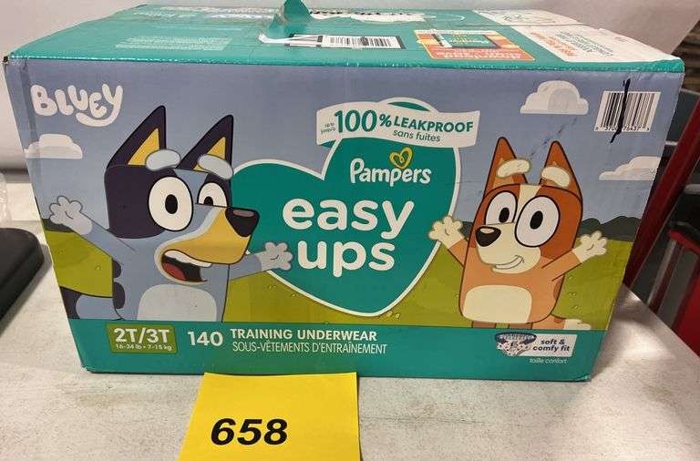 BOX OF PAMPERS EASY UPS DIAPERS - SIZE 3T/4T - Earl's Auction Company