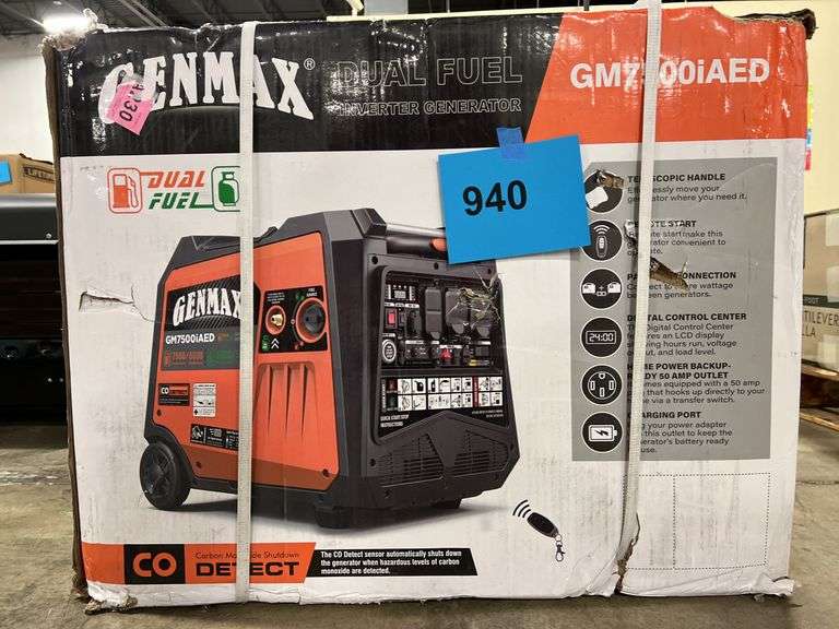 GENMAX DUAL FUEL INVERTER GENERATOR IN BOX - Earl's Auction Company