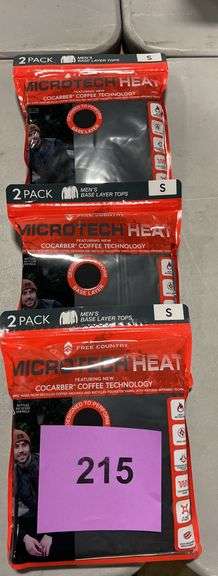 (3) PACKS OF MICROTECH HEAT MENS BASE LAYER TOPS - Earl's Auction Company