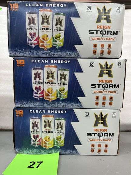 (3) BOXES OF REIGN STORM ENERGY DRINKS - Earl's Auction Company