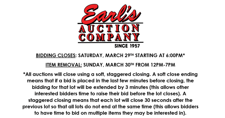 ENDS SATURDAY! ONLINE AUCTION 3/25-3/29 (WHITE) - Earl's Auction Company