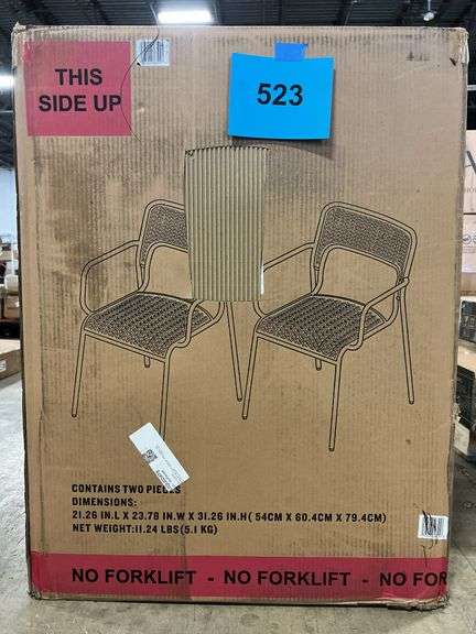 (2) CAFE COLLECTION STEEL CHAIRS IN BOX - BLACK - Earl's Auction Company