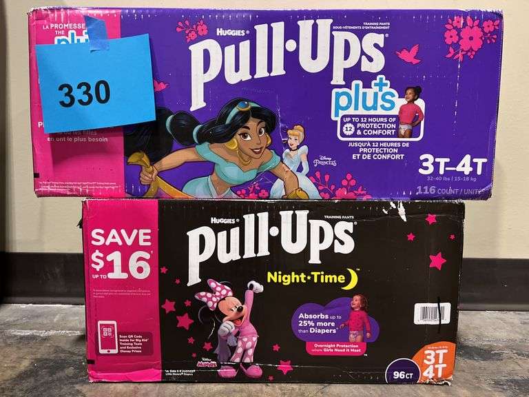 (2) BOXES OF HUGGIES PULL UPS DIAPERS - SIZE 3T/4T - Earl's Auction Company