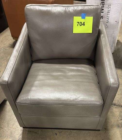 COLE & RYE SWIVEL LEATHER ACCENT CHAIR - GREY - Earl's Auction Company