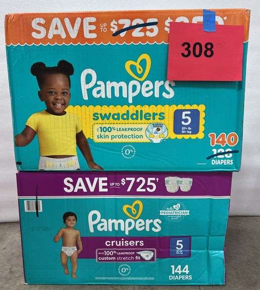 (2) BOXES OF PAMPERS DIAPERS - SIZE 5 - Earl's Auction Company