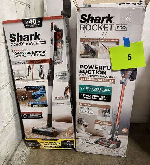 AS IS - (2) SHARK VACUUMS IN BOXES - Earl's Auction Company