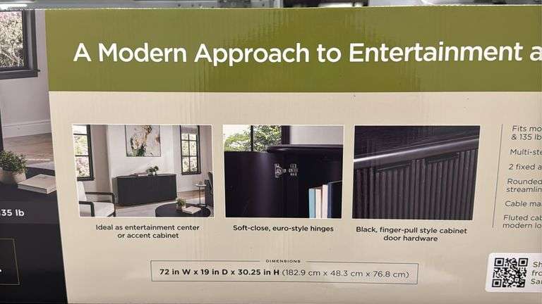 CALLEN 72" WOOD CONSOLE - BLACK - Earl's Auction Company