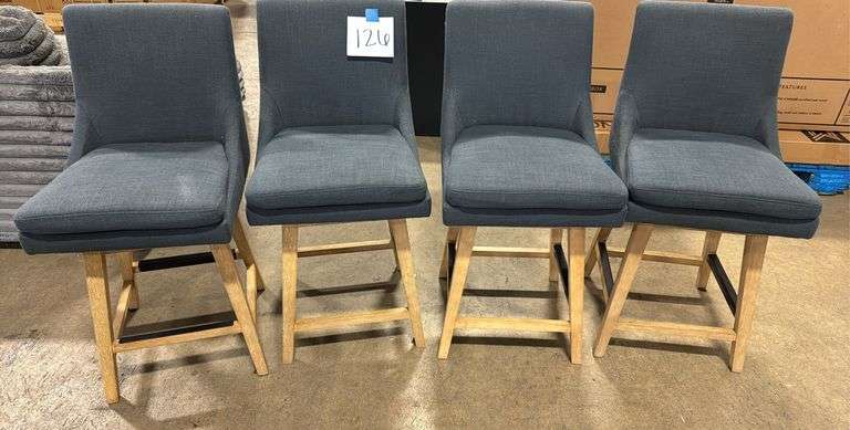 (4) AMELIA COUNTER SWIVEL STOOLS - NAVY - Earl's Auction Company