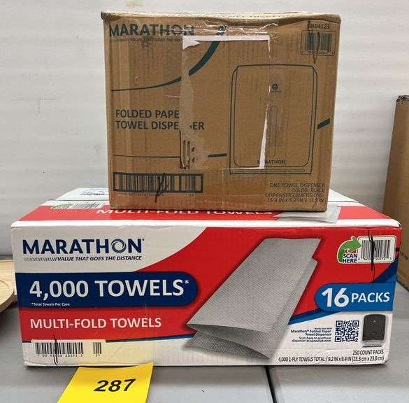 2PC MARATHON LOT - PAPER TOWELS & DISPENSER - Earl's Auction Company
