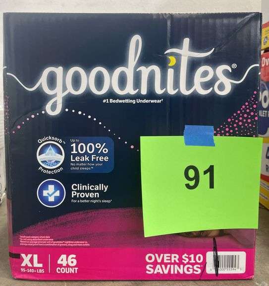 BOX OF KIDS GOODNITES UNDERWEAR - SIZE XL - Earl's Auction Company