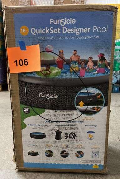 FUNSICLE 15FT QUICKSET DESIGNER POOL IN BOX - Earl's Auction Company
