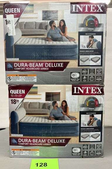AS IS - (2) INTEX QUEEN DURA BEAM DELUXE AIRBEDS IN BOXES - Earl's Auction Company