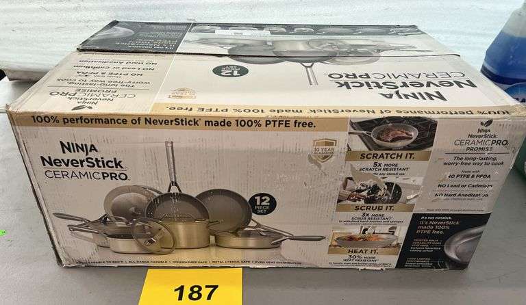 NINJA NEVERSTICK CERAMIC PRO 12PC COOKWARE SET IN BOX - Earl's Auction ...