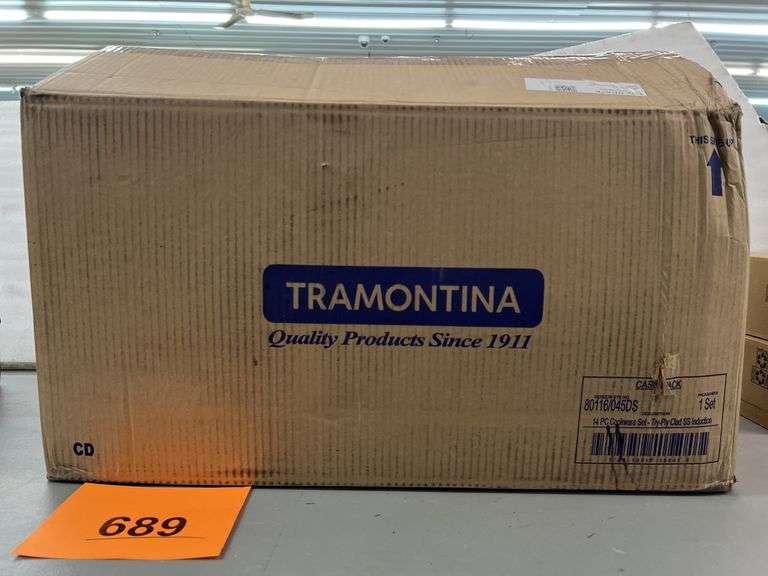 TRAMONTINA 14PC STAINLESS STEEL COOKWARE SET IN BOX - Earl's Auction ...