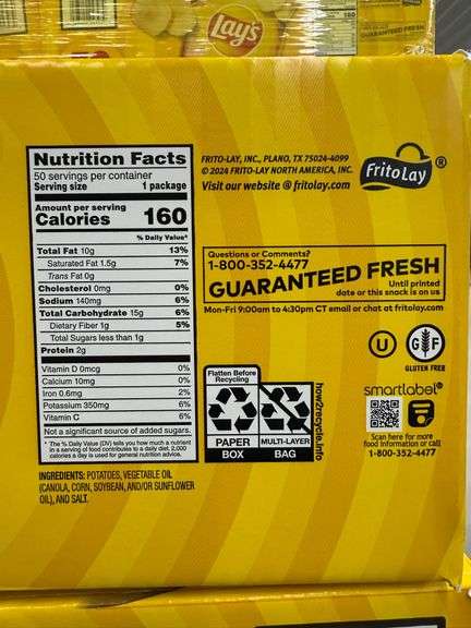 (4) BOXES OF LAYS CLASSIC POTATO CHIPS - Earl's Auction Company