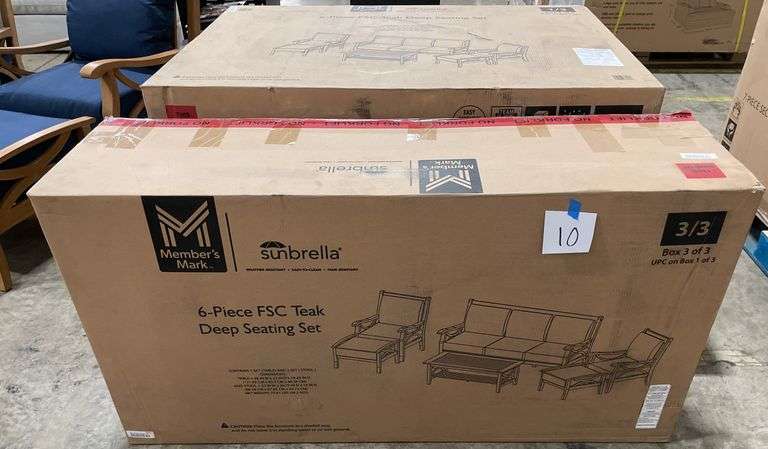 SUNBRELLA 6PC FSC TEAK DEEP SEATING SET IN BOXES - GREY - Earl's ...