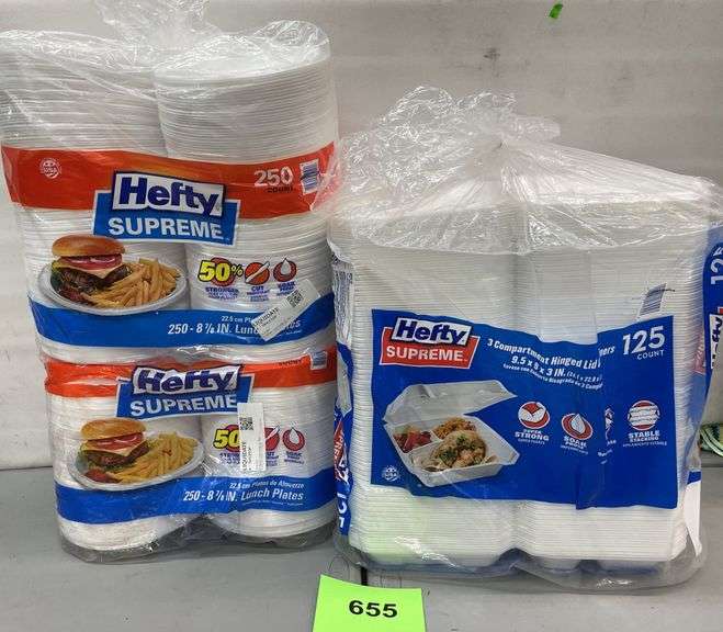 (3) PACKS OF HEFTY FOAM PLATES/ CONTAINERS - Earl's Auction Company