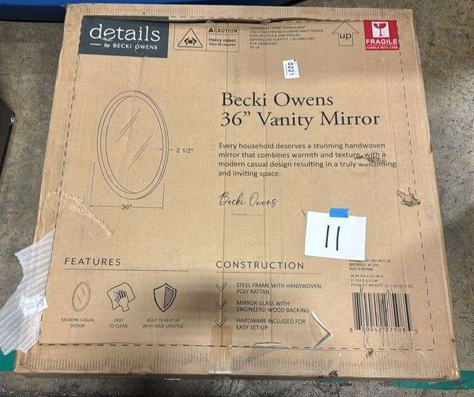BECKI OWENS 36" VANITY MIRROR IN BOX - Earl's Auction Company
