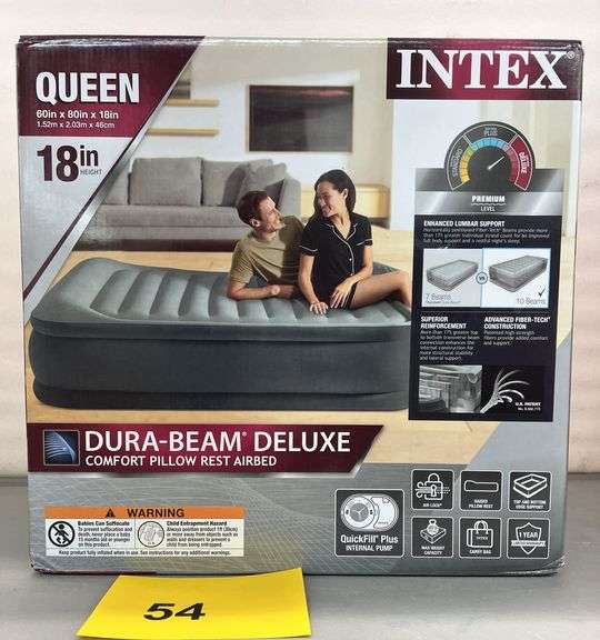 INTEX QUEEN DURA BEAM DELUXE AIRBED IN BOX - Earl's Auction Company