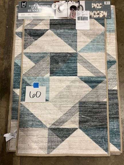 EVERWASH WASHABLE 2PC ACCENT/RUNNER RUGS - Earl's Auction Company