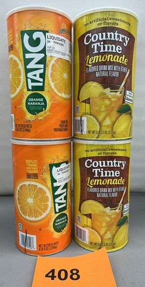 (4) CANS OF DRINK MIX - TANG & LEMONADE - Earl's Auction Company