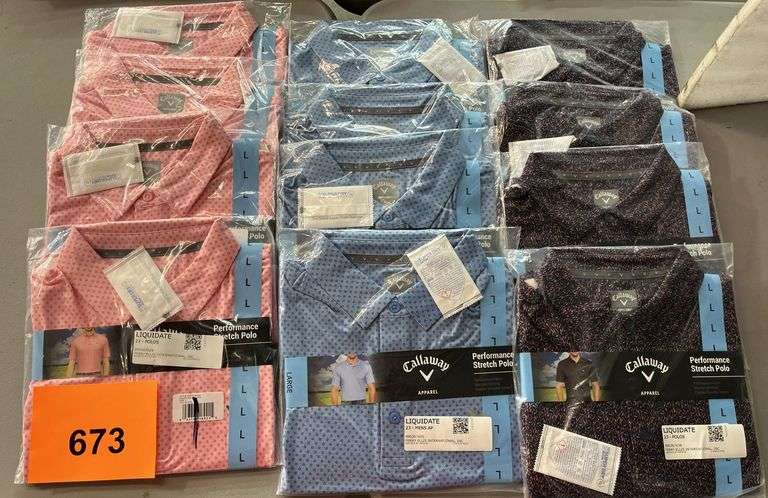 (12) MENS CALLAWAY STRETCH POLOS - SIZE L - Earl's Auction Company