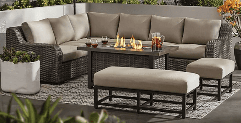 ATHENA 7PC DEEP SEATING SECTIONAL W/ FIRE PIT IN BOXES - Earl's Auction ...