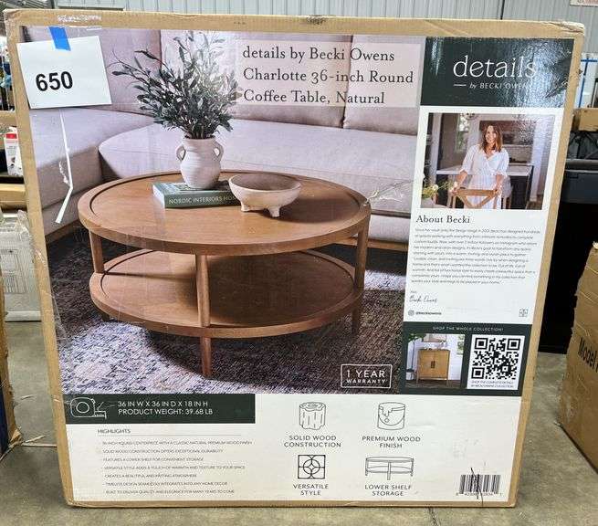 BECKI OWENS CHARLOTTE 36" ROUND COFFEE TABLE IN BOX - NATURAL - Earl's ...