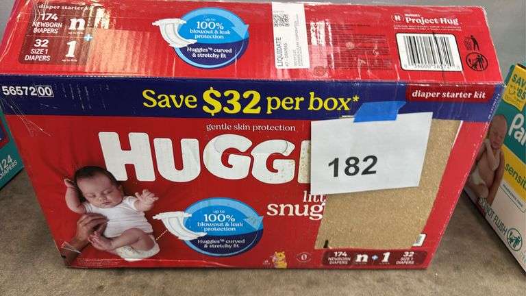 (1) BOX OF HUGGIES DIAPERS SIZE N+1 - Earl's Auction Company