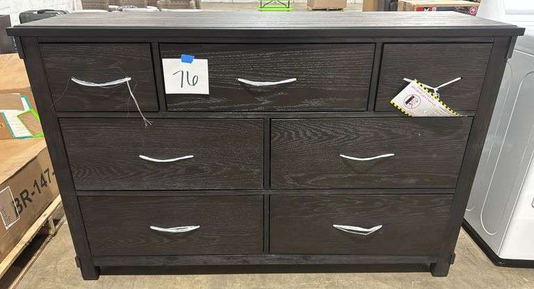 7-DRAWER DARK WOOD DRESSER - Earl's Auction Company