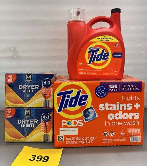3PC LAUNDRY LOT - TIDE & DRYER SHEETS - Earl's Auction Company