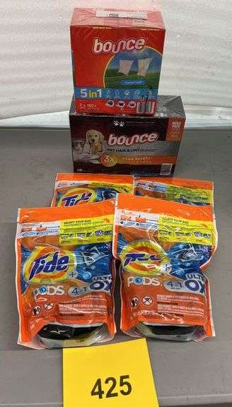 6PC LAUNDRY LOT - TIDE & BOUNCE - Earl's Auction Company