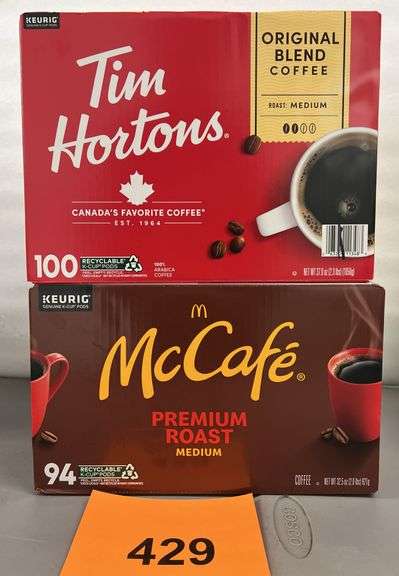(2) BOXES OF COFFEE K CUPS - MCCAFE & TIM HORTONS - Earl's Auction Company
