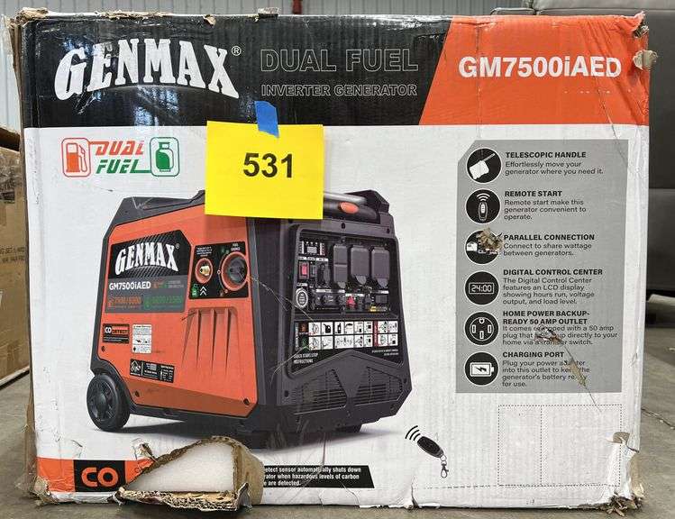 GENMAX DUAL FUEL INVERTER GENERATOR IN BOX - Earl's Auction Company