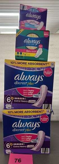 (4) BOXES OF ALWAYS PADS - Earl's Auction Company