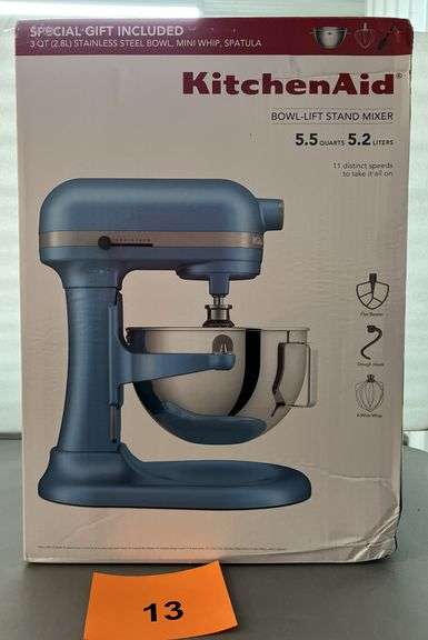 KITCHENAID BOWL LIFT STAND MIXER IN BOX - BLUE - Earl's Auction Company